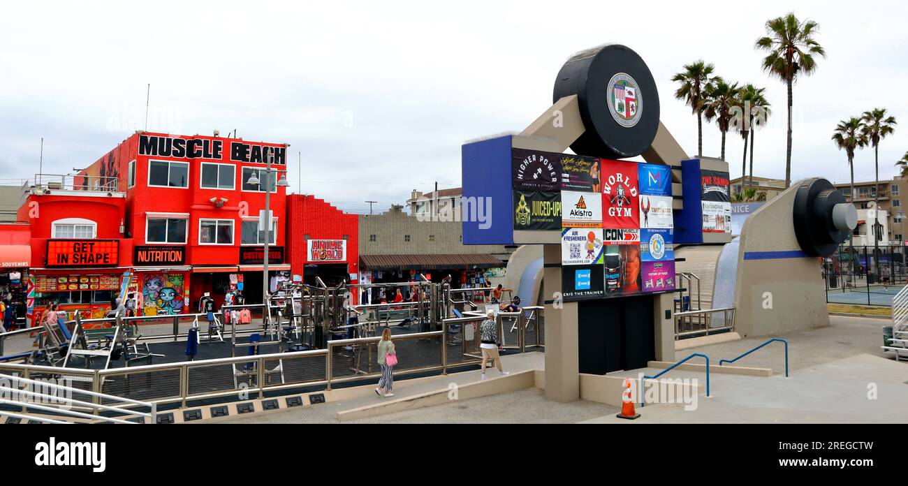Venice Beach Los Angeles California view of Muscle Beach Venice Gym at 1817 Ocean Front Walk Stock Photo Alamy