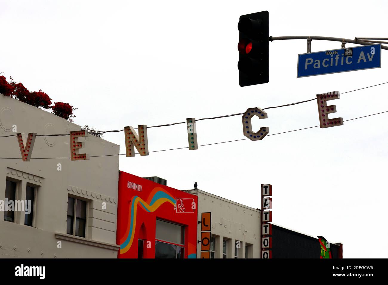 Venice Beach (Los Angeles), California: VENICE Sign at the intersection ...