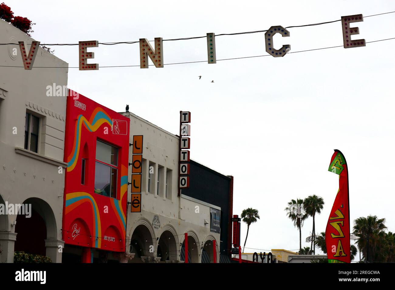 Venice Beach (Los Angeles), California: VENICE Sign at the intersection ...