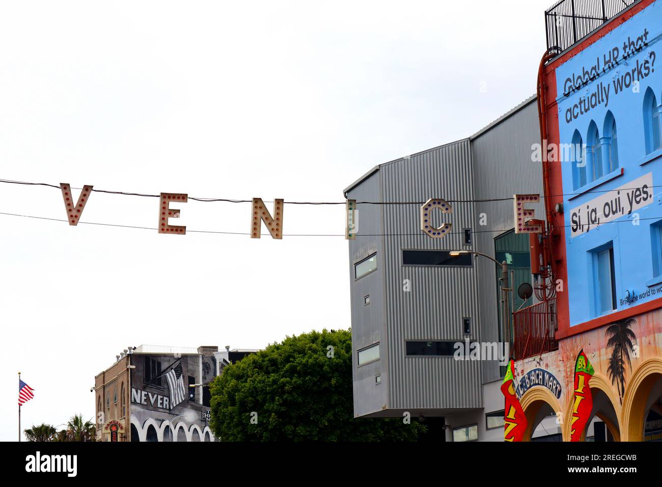 Venice Beach (Los Angeles), California: VENICE Sign at the intersection ...
