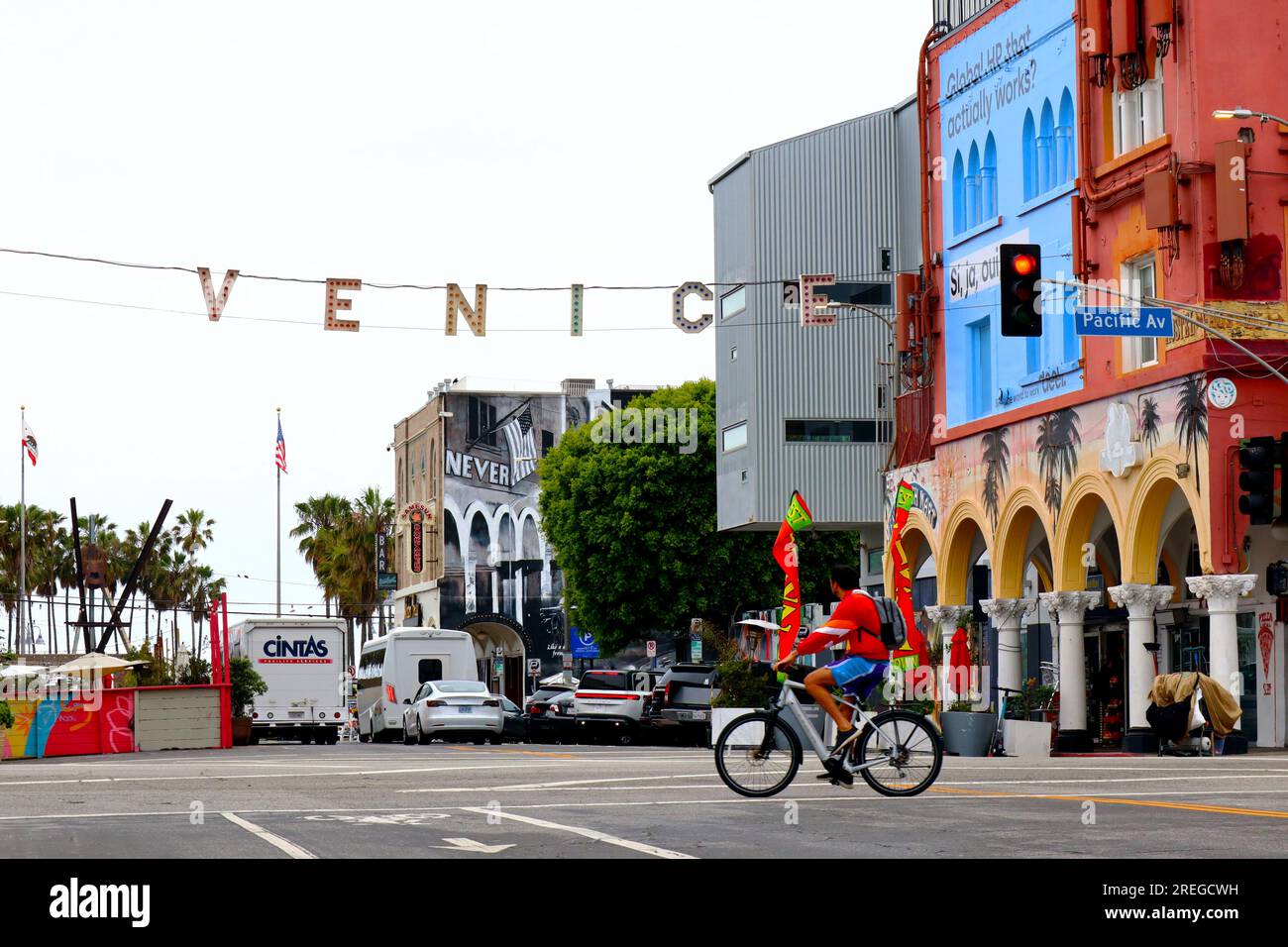 Venice Beach (Los Angeles), California: VENICE Sign at the intersection ...