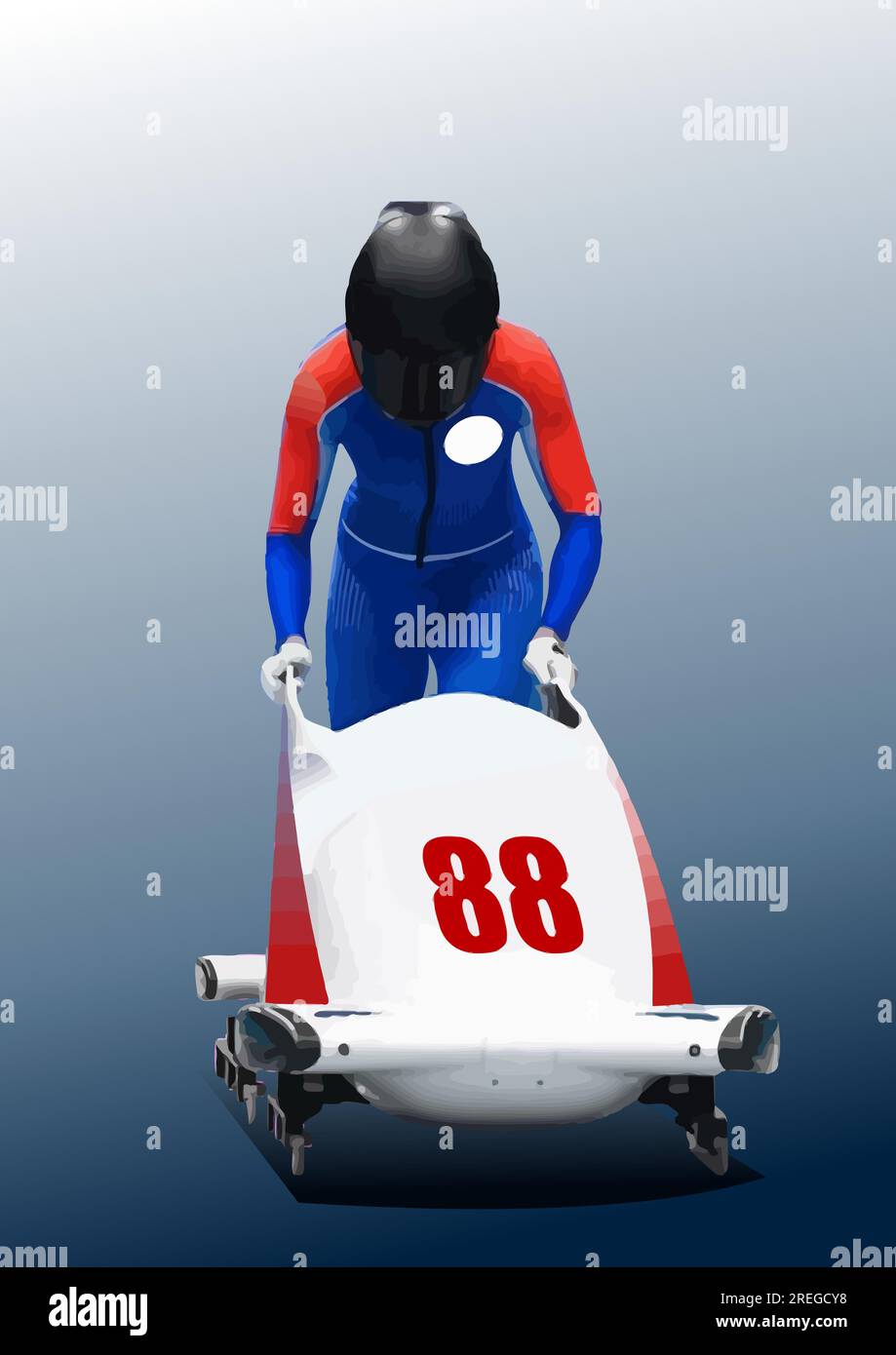 Men team bobsleigh. 3d vector color illustration Stock Vector Image ...