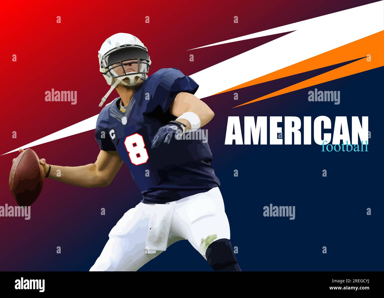 American football player image. Poster. Vector 3d illustration Stock ...
