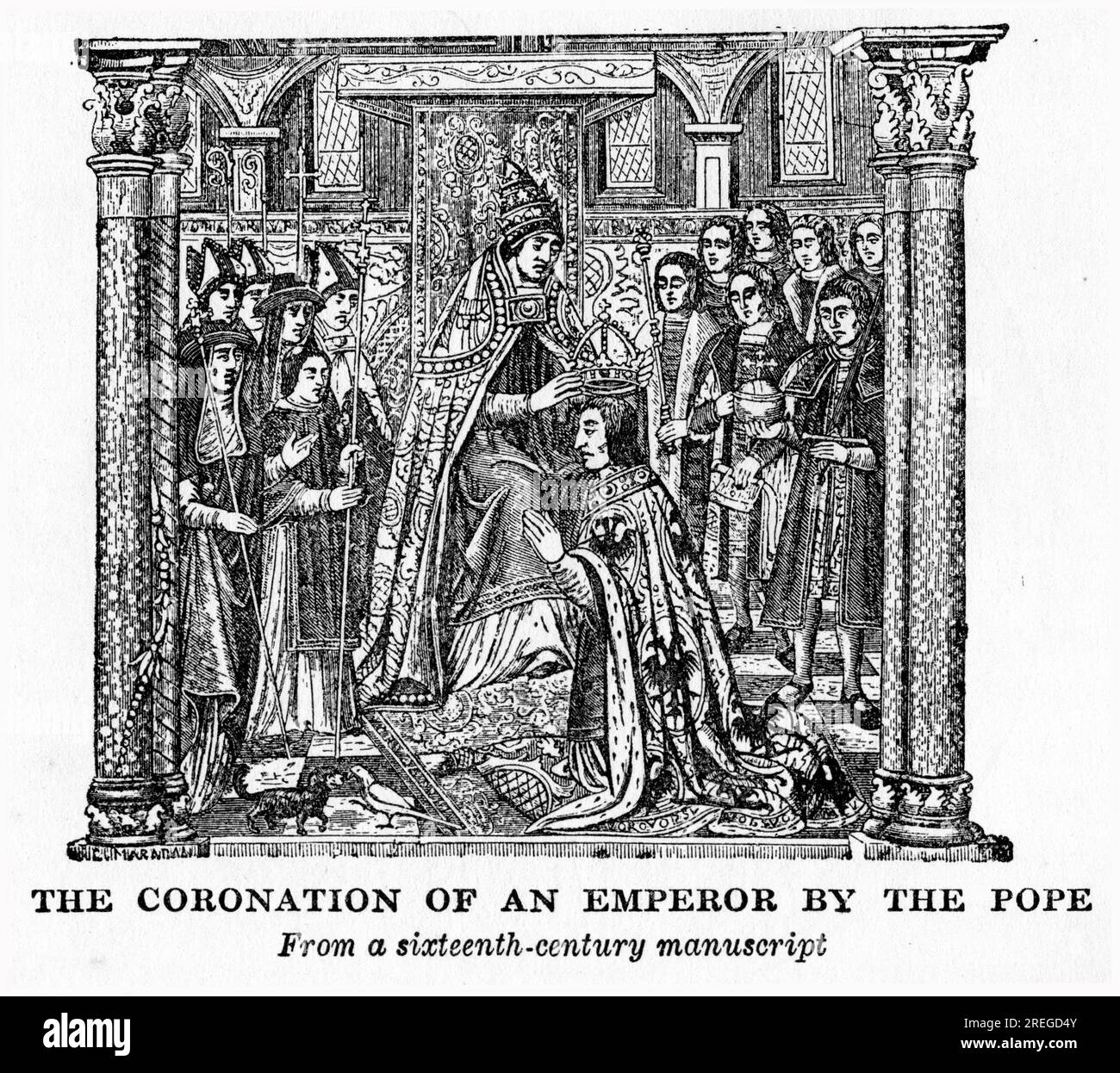 the coronation of an emperor by the pope, from a 16th century ...