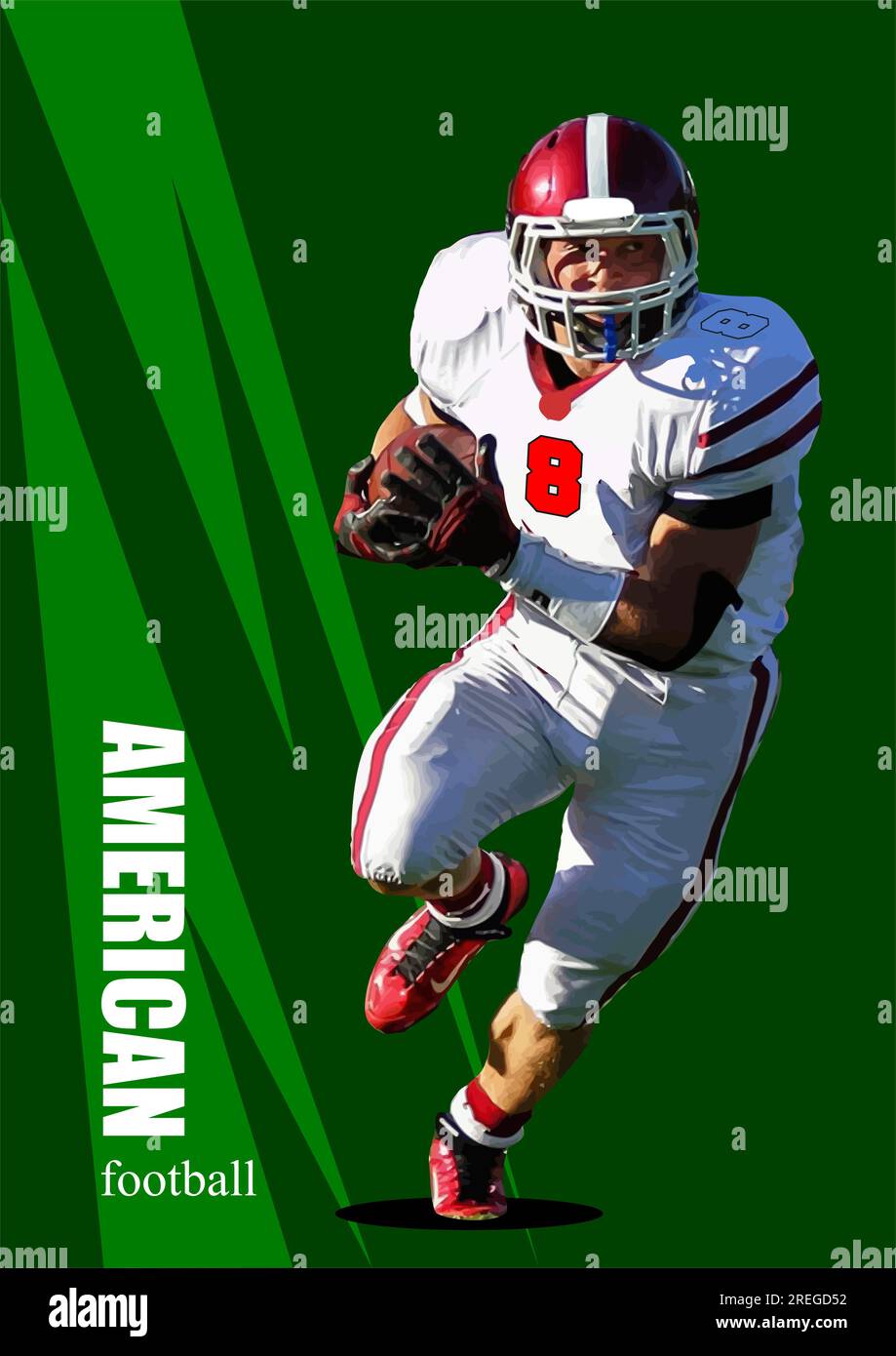 American football player image. Poster. Vector 3d illustration Stock ...