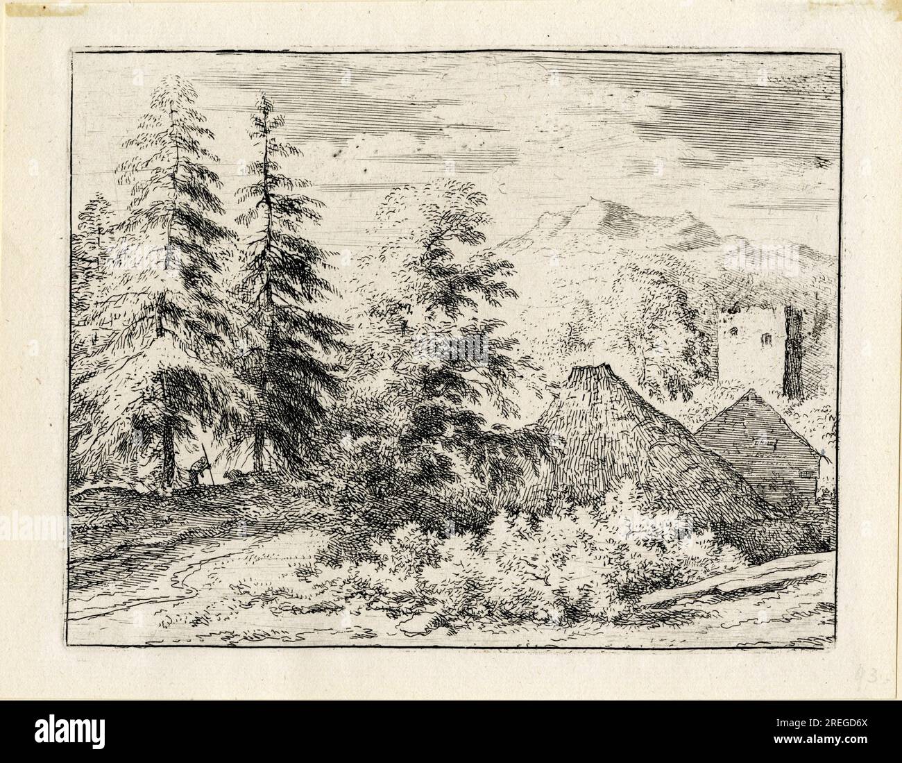 The Man Between the Two Pines 1656 by Allaert van Everdingen Stock ...