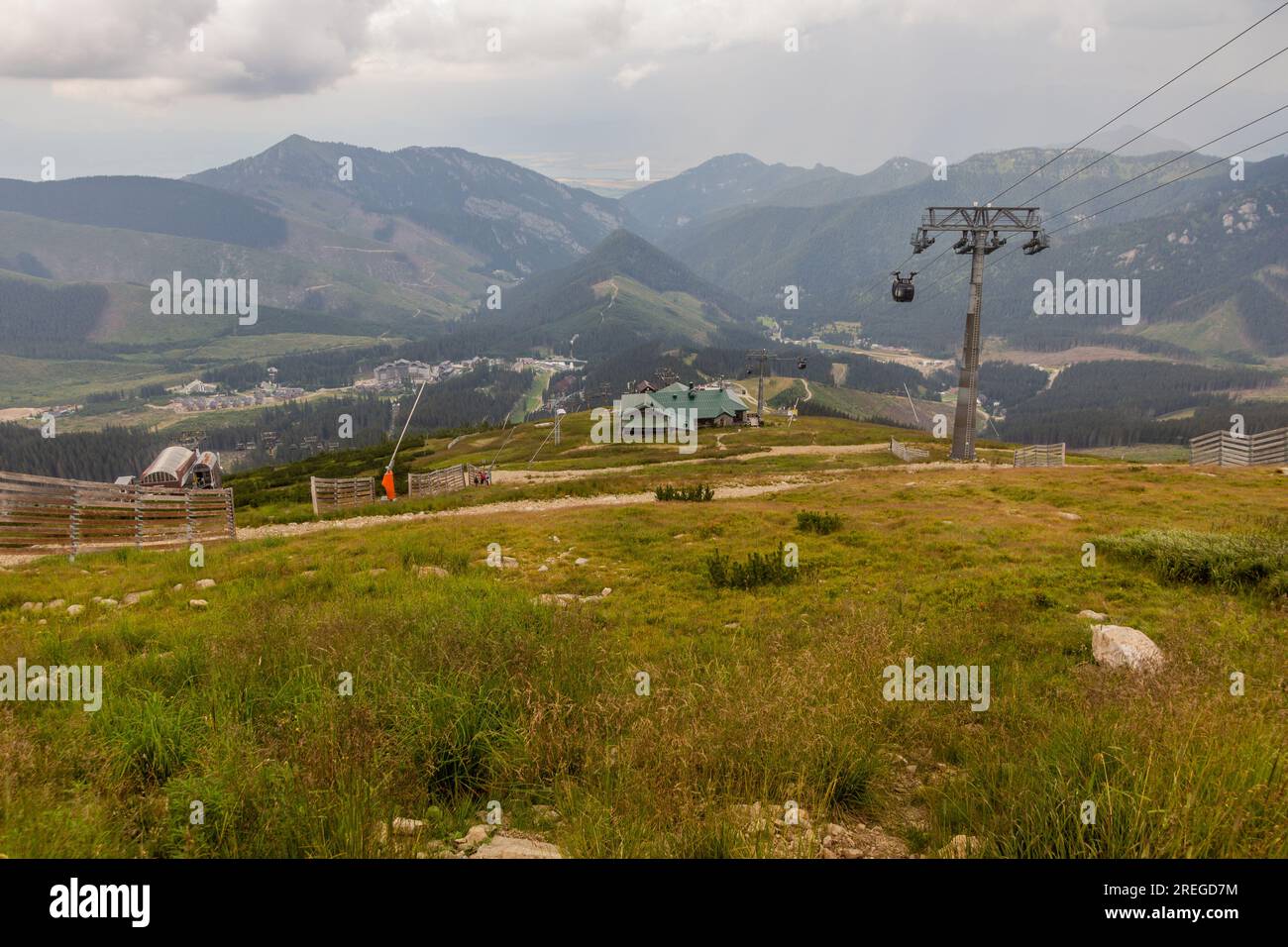 Mountain cabin, ski slope and ski lift at Chopok mountain, Slovakia ...