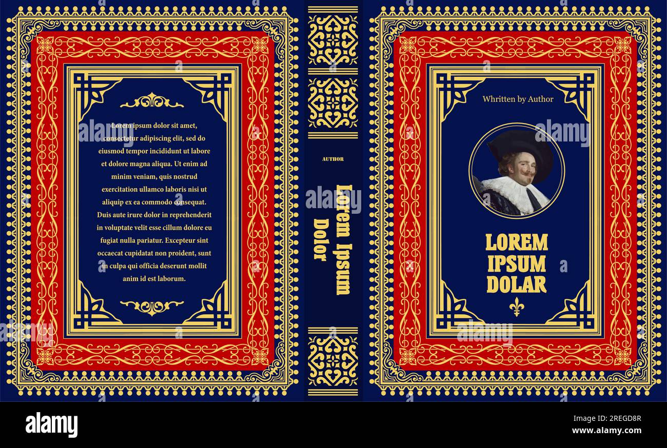 Cover book for medieval novel. Old retro ornament frames. Royal Golden ...