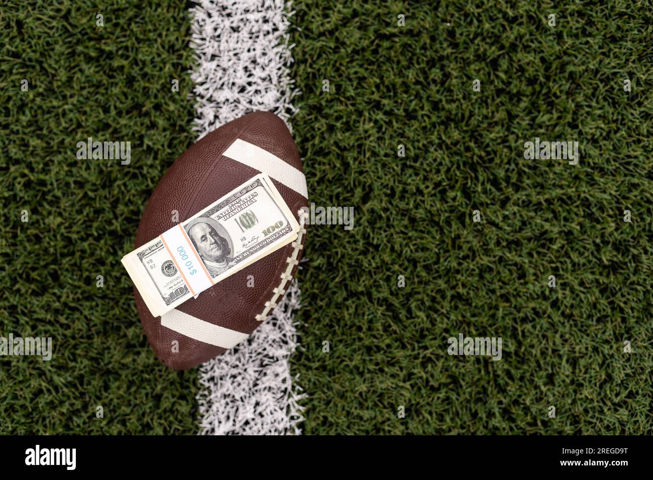 American Football on the Field with room for copy Stock Photo - Alamy