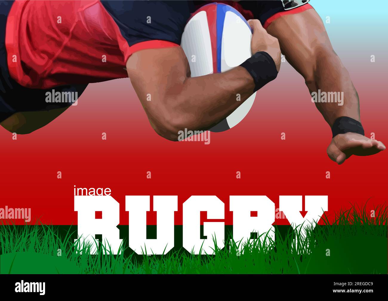 Poster of Rugby Player Silhouettes. 3d color vector illustration Stock ...