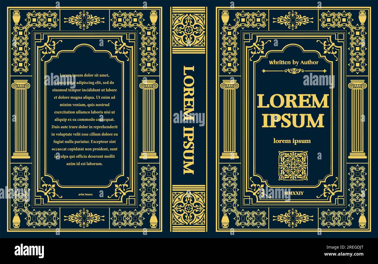 Cover book for medieval novel. Old retro ornament frames. Royal Golden ...