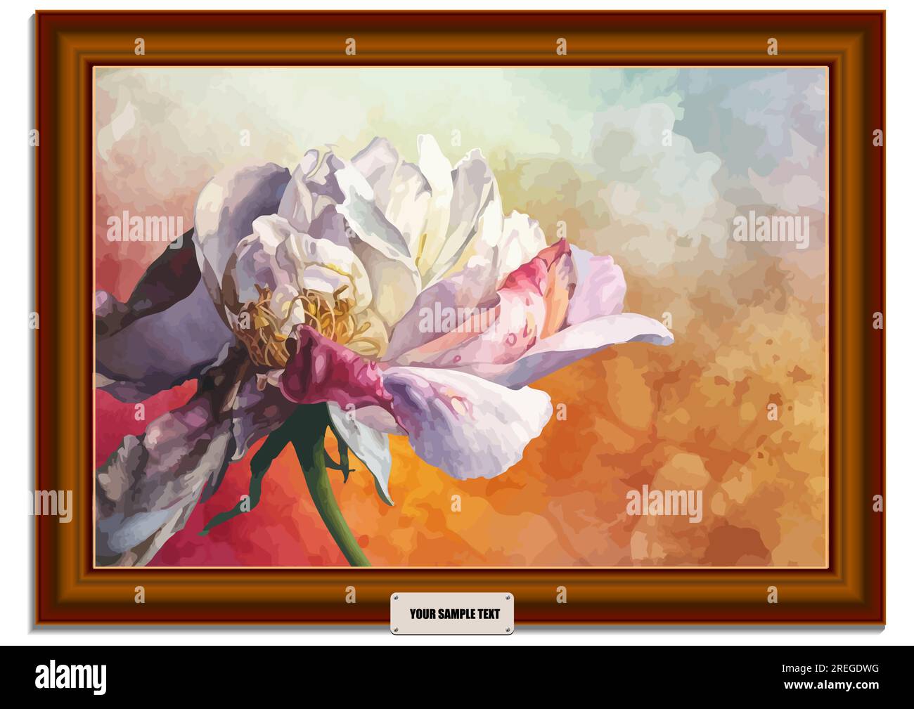 Fine art. Beautiful painting with abstract flowers . 3d color vector ...