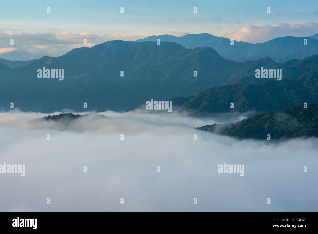 The dynamic sea of clouds is majestic and magnificent. Close up. Awe ...