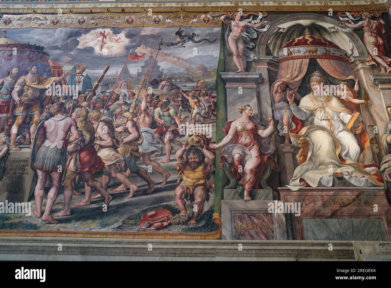 Rome, Italy - 27 Nov, 2022: Frescoes in the wall and ceiling of one of ...