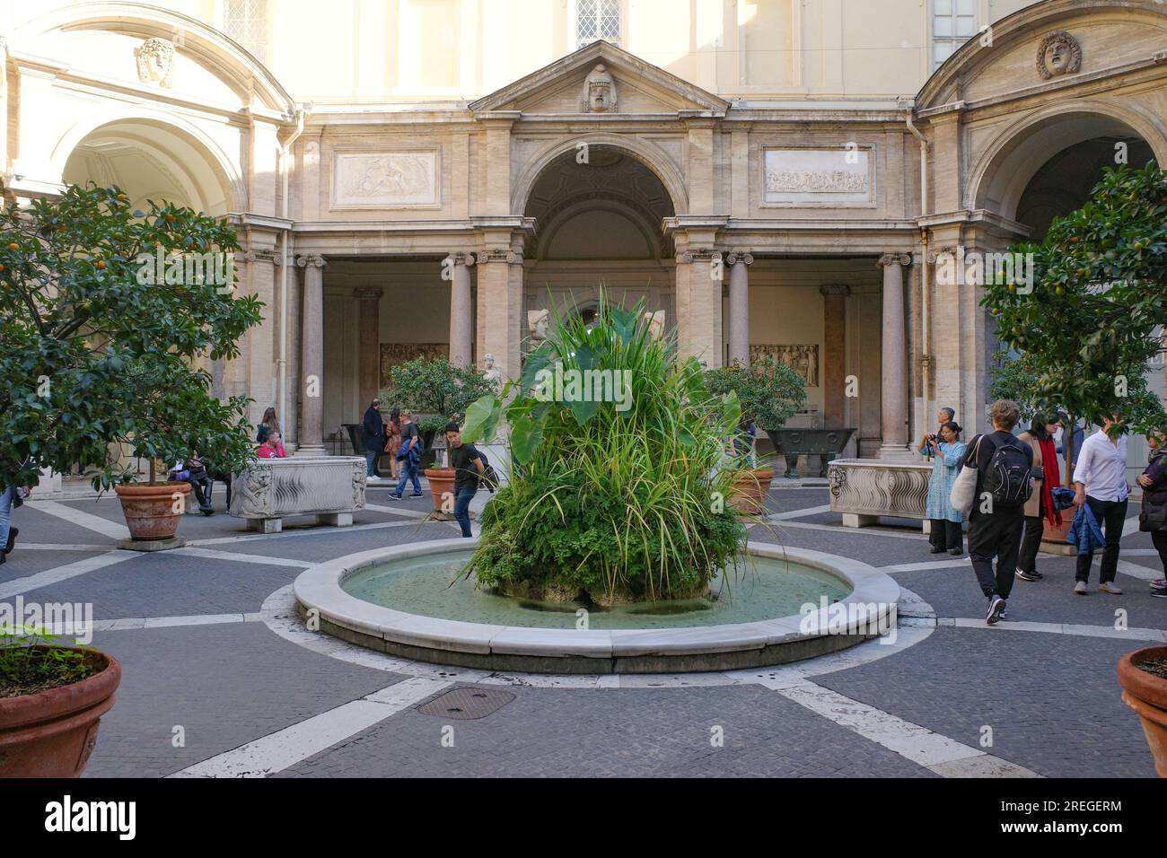 Rome, Italy - 27 Nov, 2022: Cortile Ottagono, inner courtyard of the ...