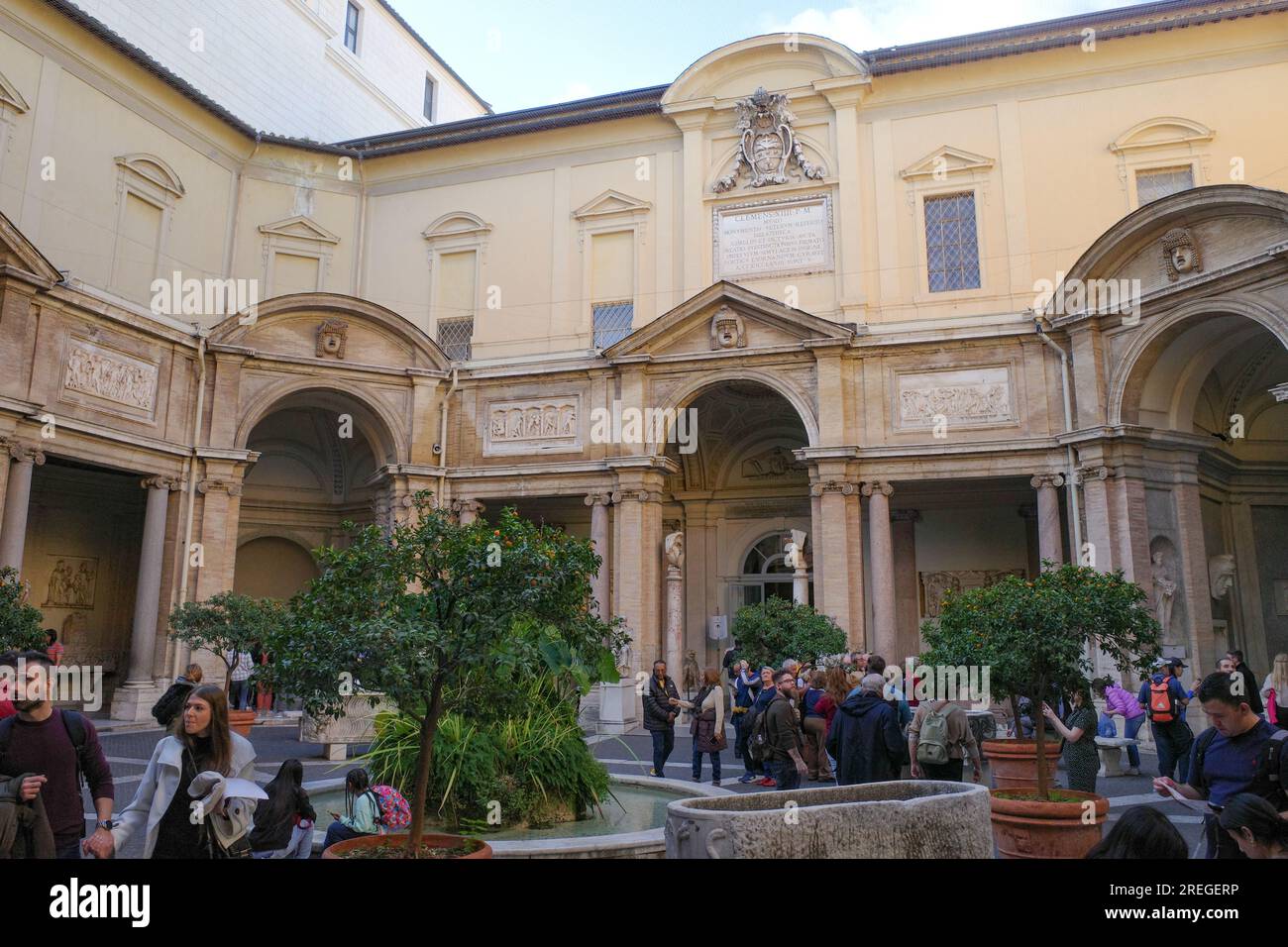 Rome, Italy - 27 Nov, 2022: Cortile Ottagono, inner courtyard of the ...
