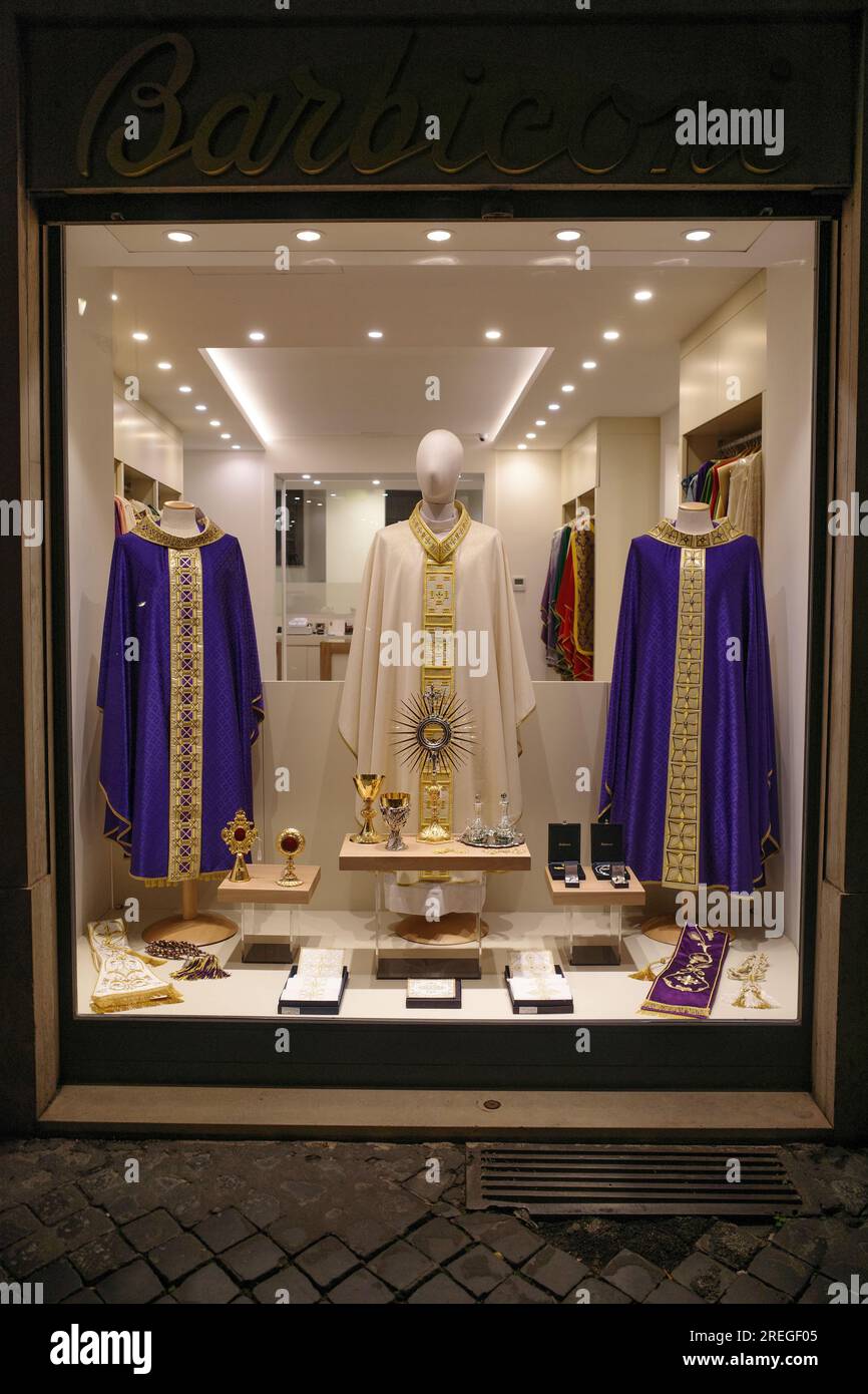 Rome, Italy - 26 Nov, 2022: Catholic priest garments on sale at a ...