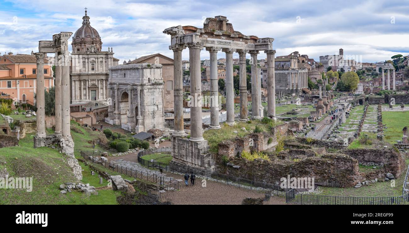 Rome, Italy - 27 Nov, 2022: The Temple of Saturn and views along the ...