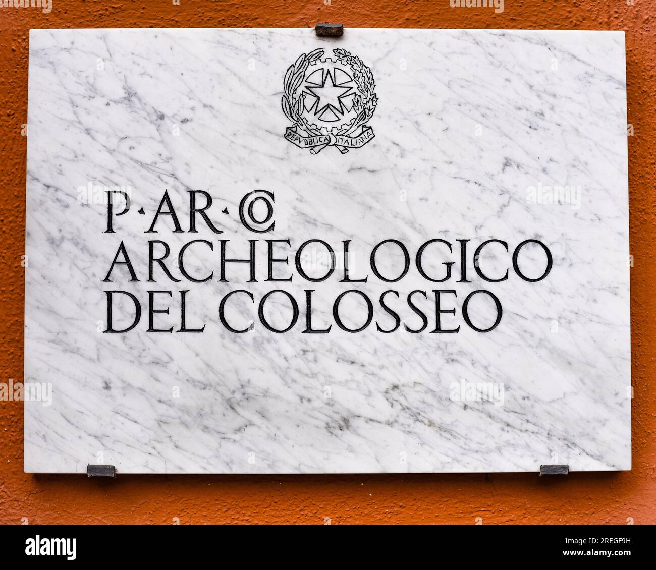 Rome, Italy - 26 Nov, 2022: Plaque at the entrance to the Colosseum ...
