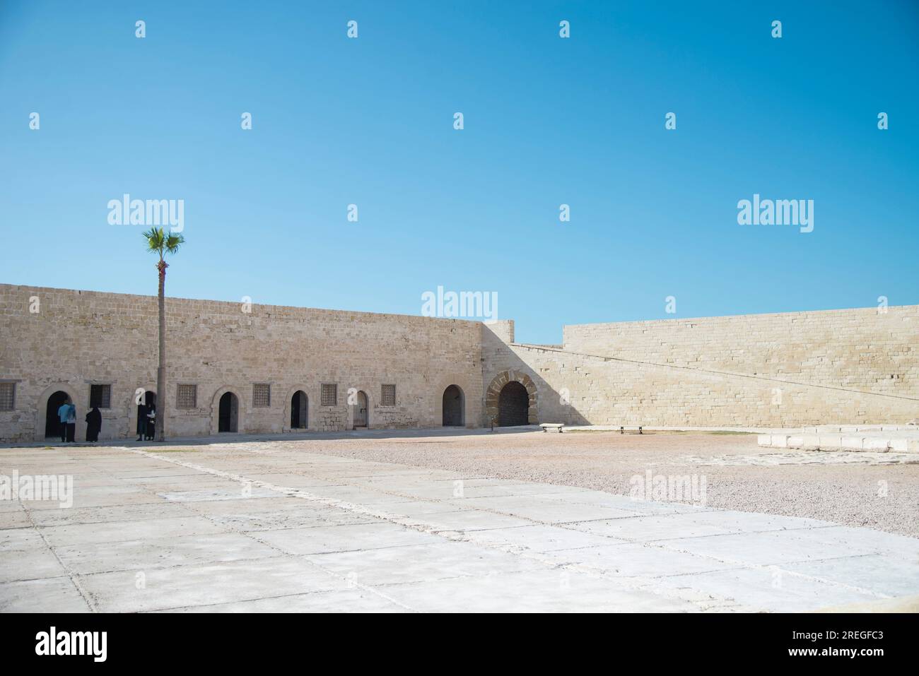 Interior view of the Qaitbay citadel in Alexandria, Egypt Stock Photo ...