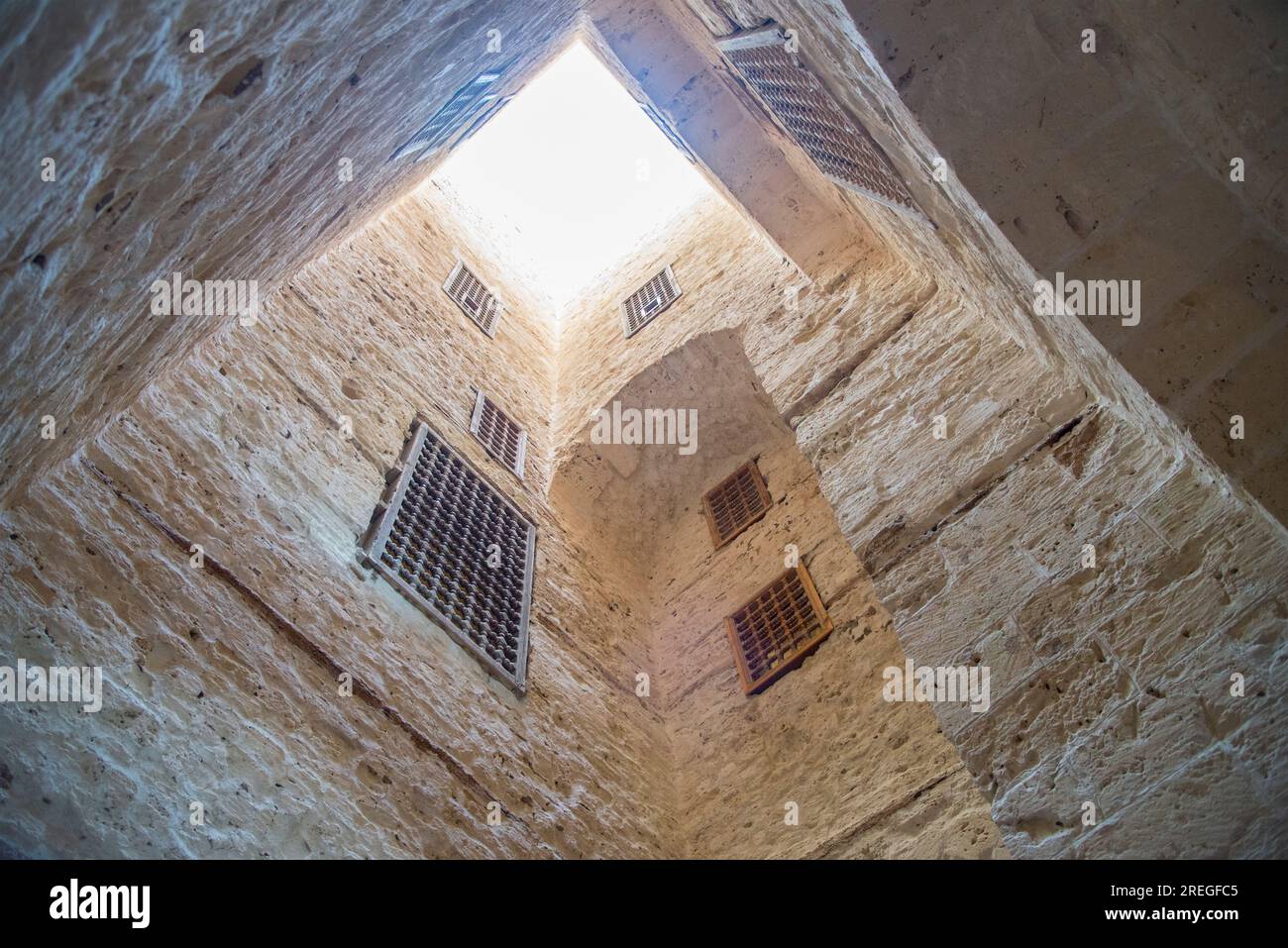 Interior view of the Qaitbay citadel in Alexandria, Egypt Stock Photo ...