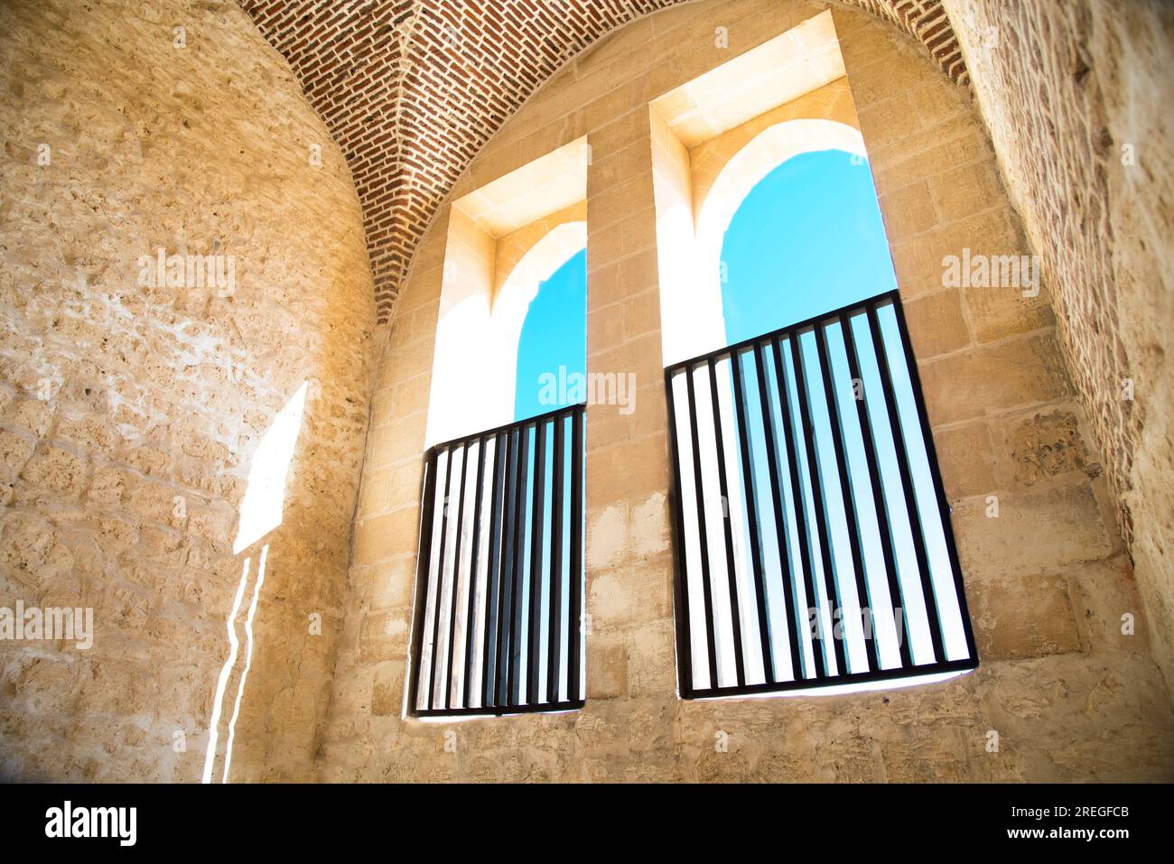 Interior view of the Qaitbay citadel in Alexandria, Egypt Stock Photo ...