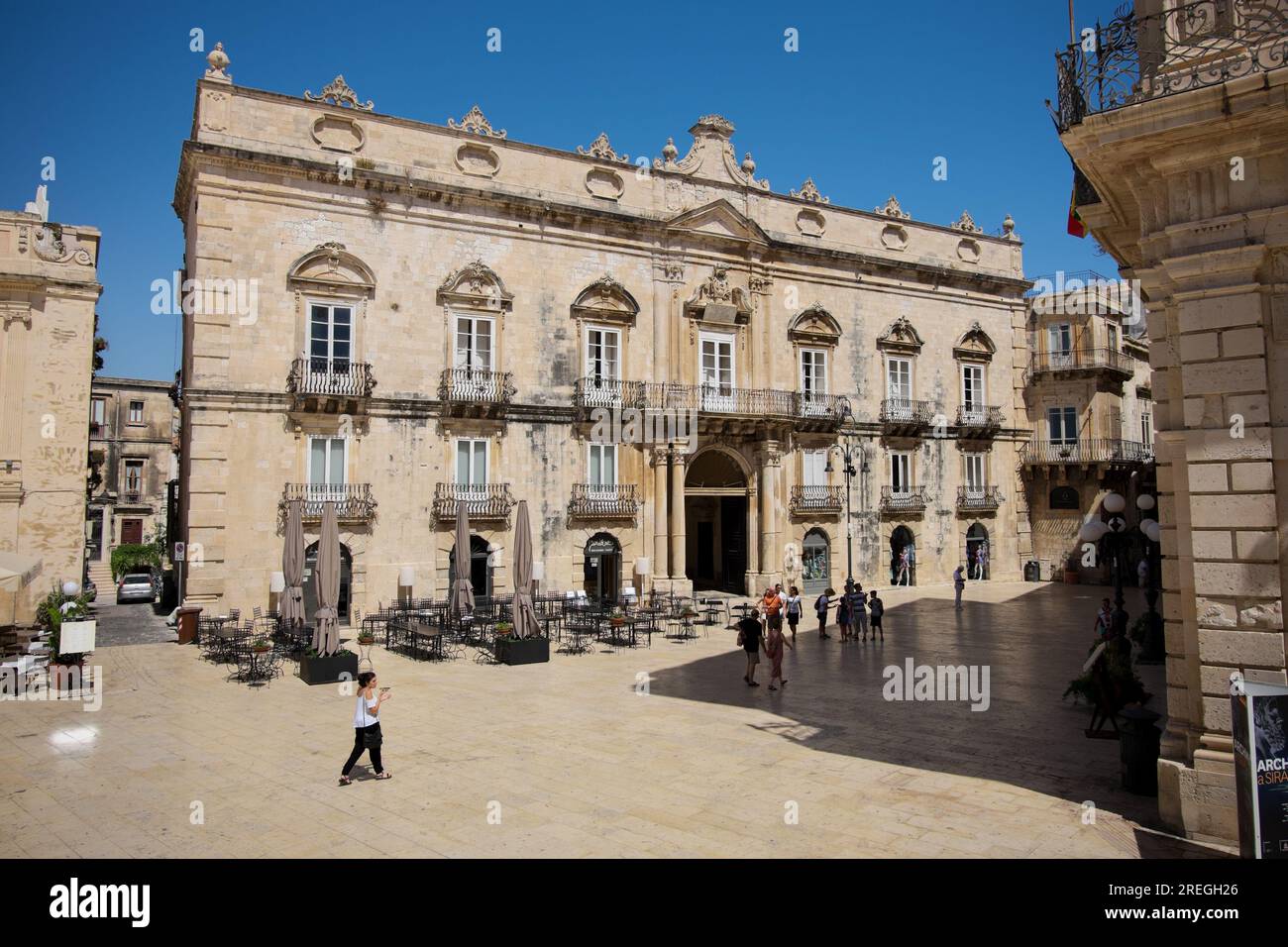 baroque town hall of Siracusa on Island of Ortigia, Sicily, Italy Stock ...