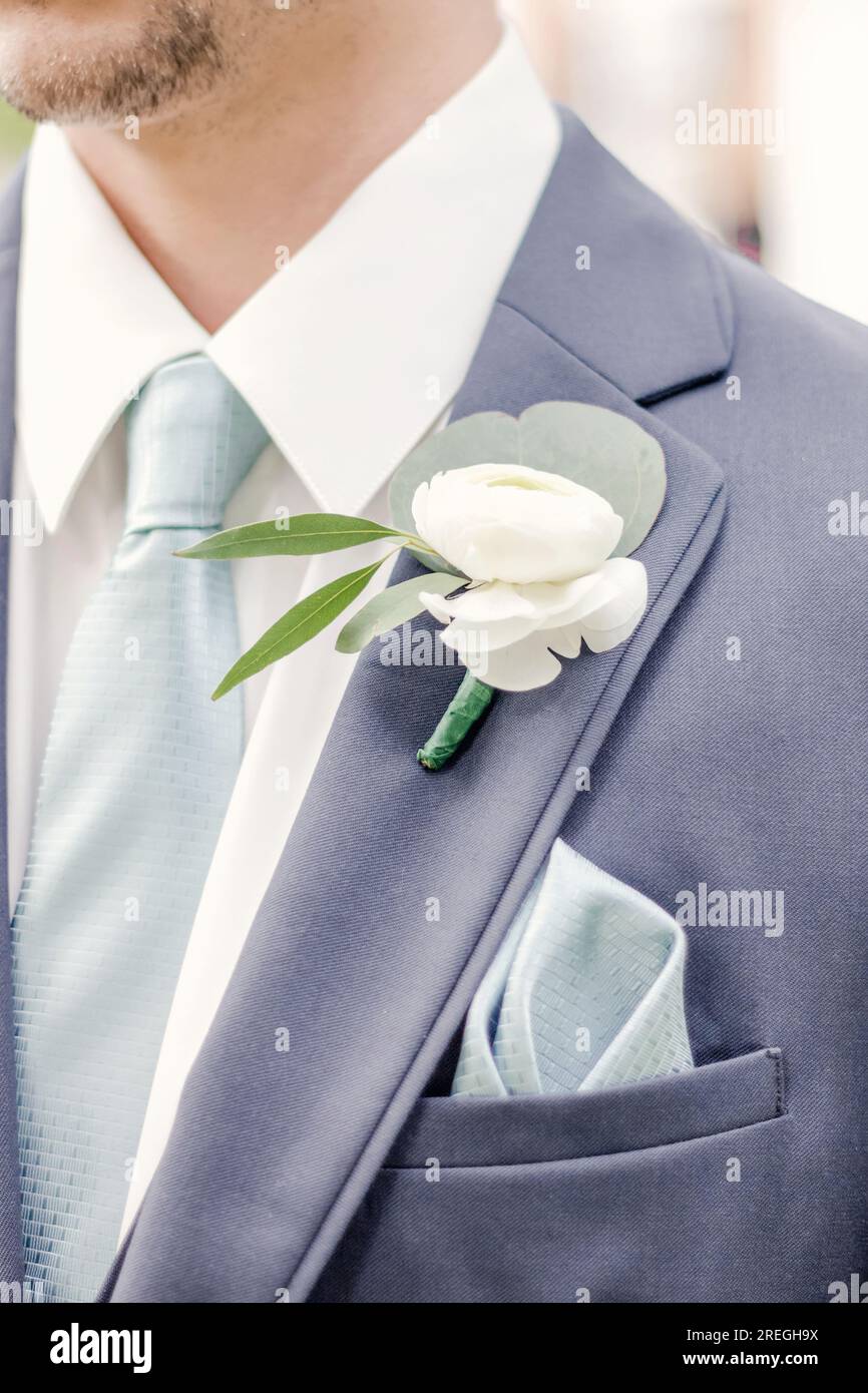 White Rose Boutonniere Groom