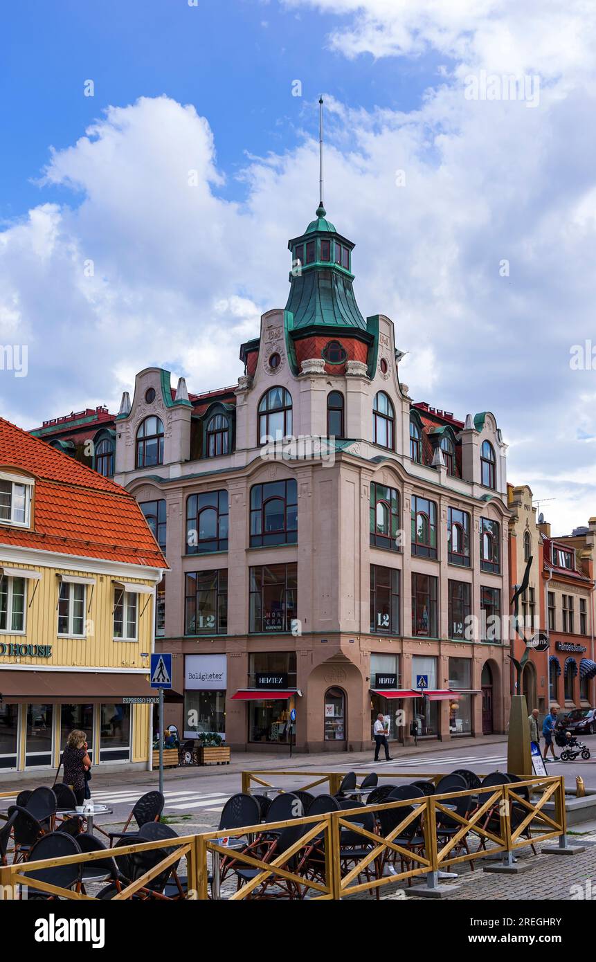 Animated inner city scene in Västervik, Smaland, Kalmar län, Sweden ...