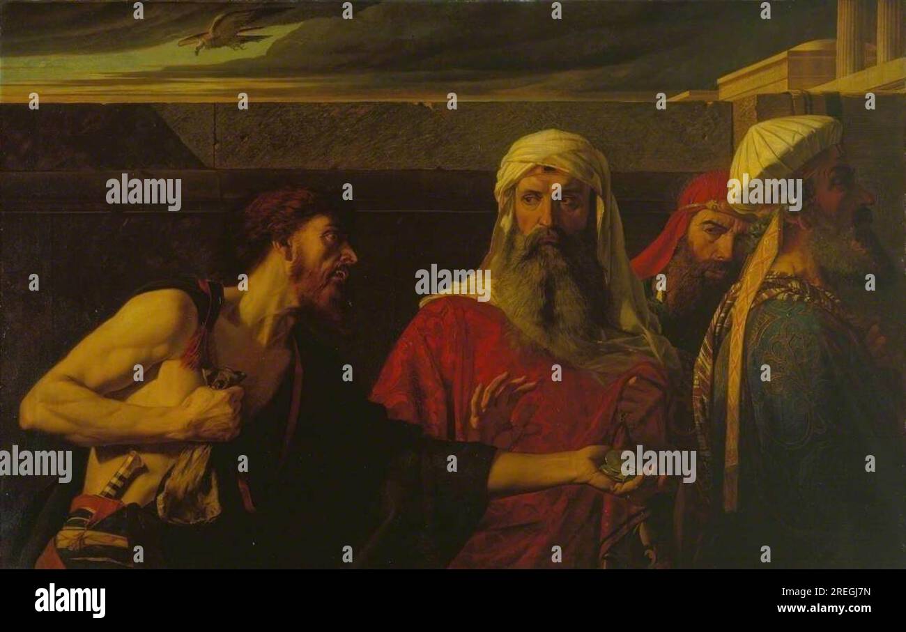 The Remorse of Judas 1866 by Edward Armitage Stock Photo - Alamy