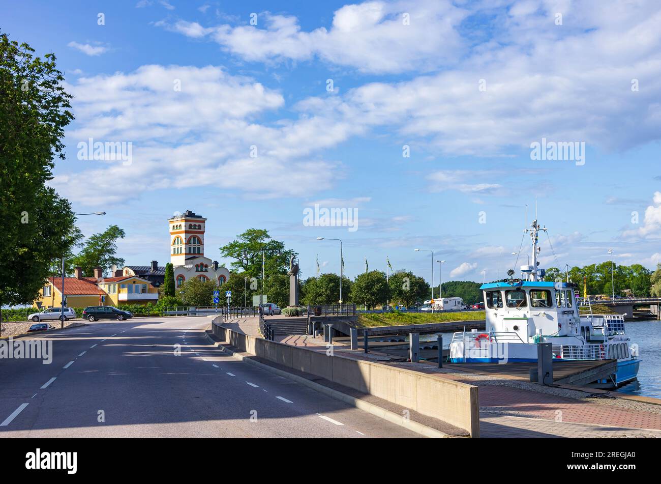 Maritime scene in the town harbour with view to the Warm Bathhouse of ...