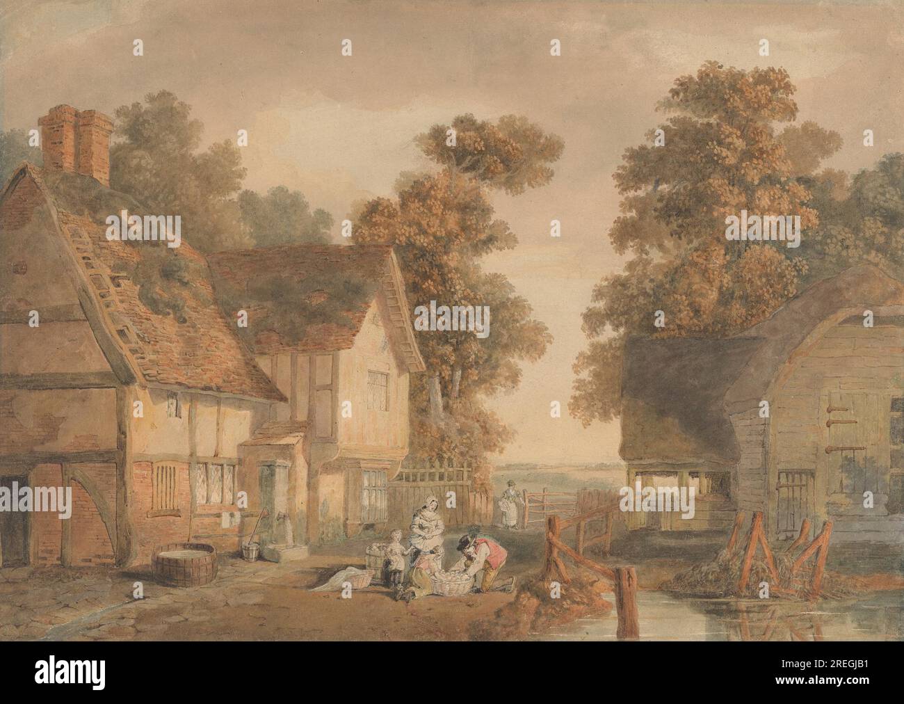 In the yard of a farmhouse by Edmund Dorrell Stock Photo - Alamy