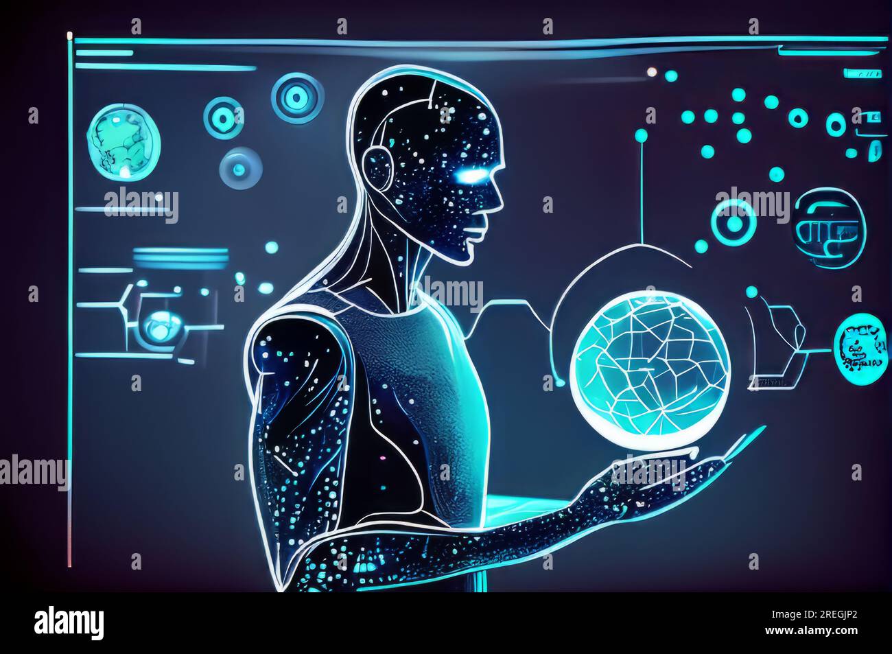 Illustration - ai generated on the theme of data, network, computer and ...