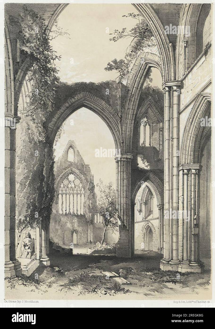 Interior of Tintern Abbey, Monmouthshire. Looking West 1850 by Jonathan ...