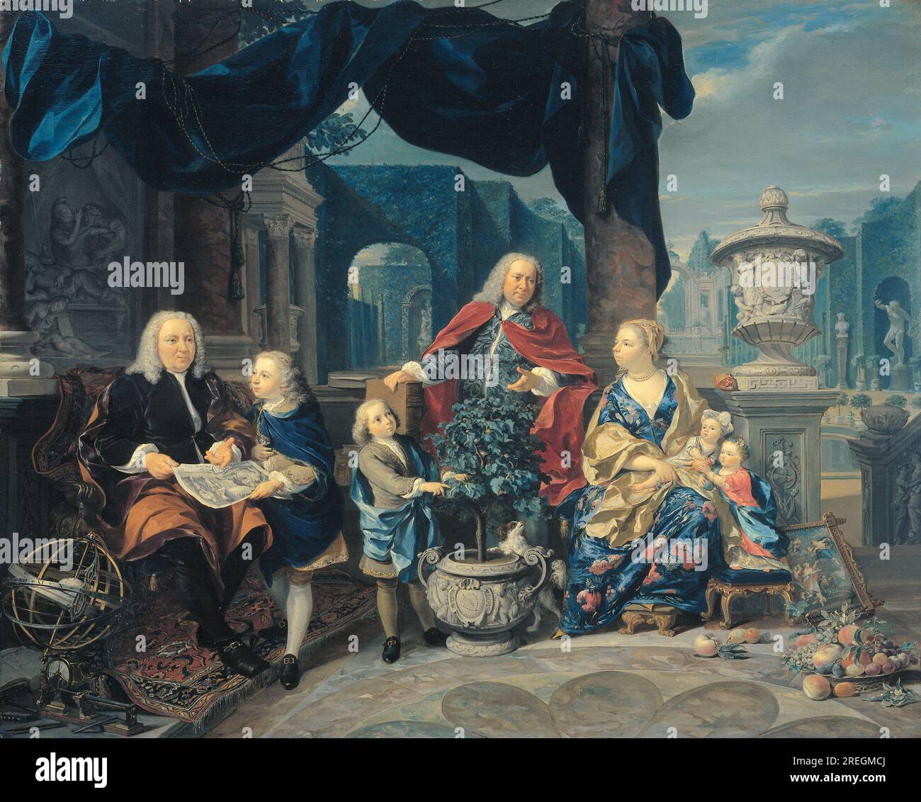 Portrait of David van Mollem with his Family 1740 by Nikolaas Verkolje ...