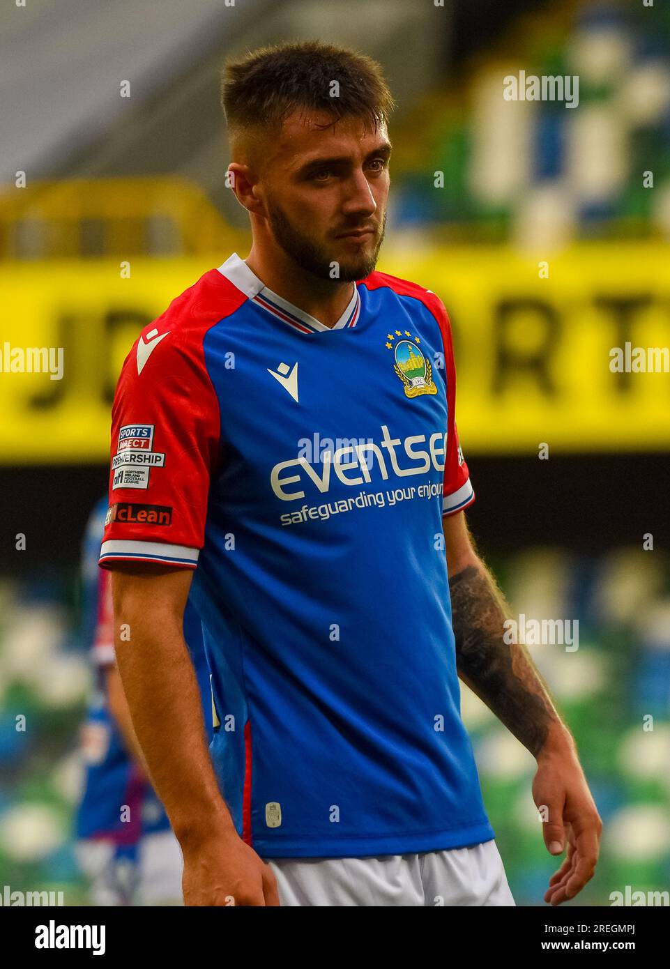 Linfield player Jack Scott - Linfield Vs Pogoń Szczecin, UEFA Europa ...