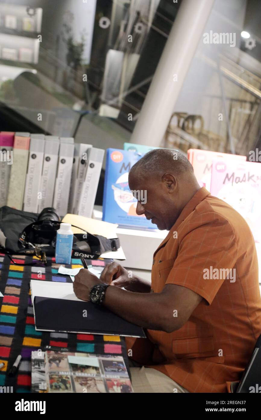 BROOKLYN, NEW YORK, JULY 27: Photographer Jamel Shabazz sits in ...