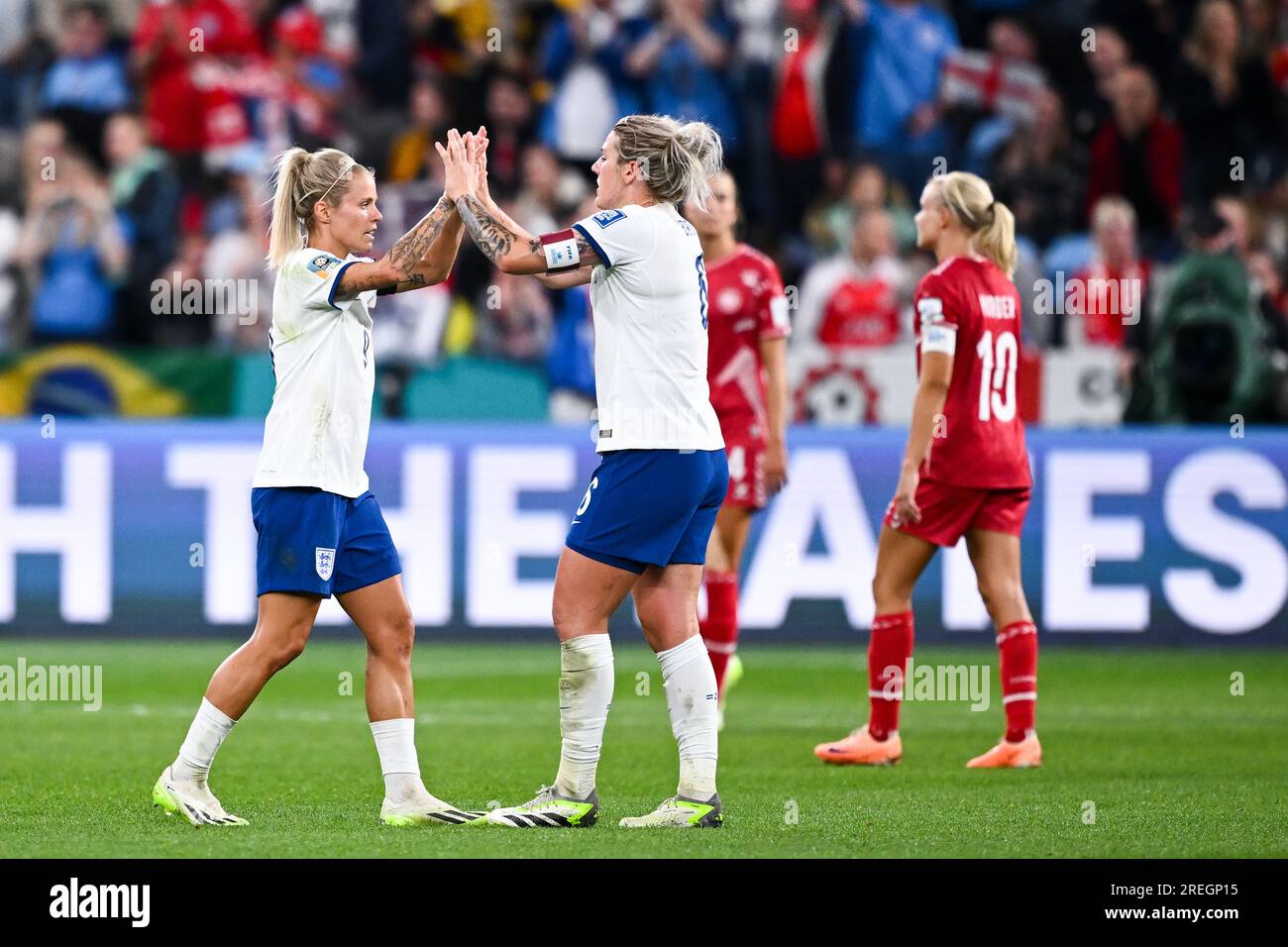 Sydney, Australia. 28th July, 2023. Rachel Daly of England and Millie ...