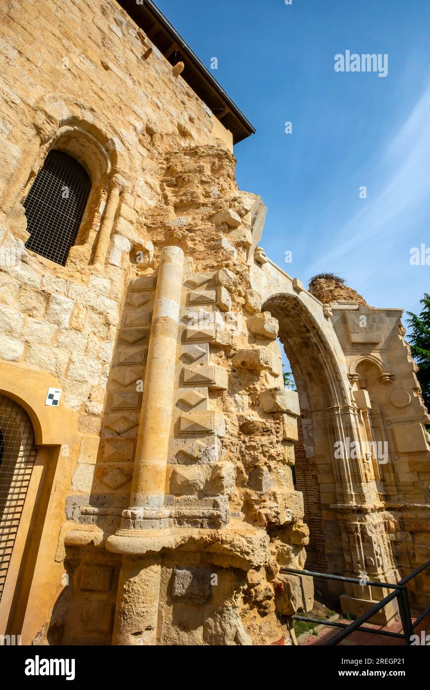 The clock tower of the Royal Monastery of San Benito (ruins). Sahagun ...