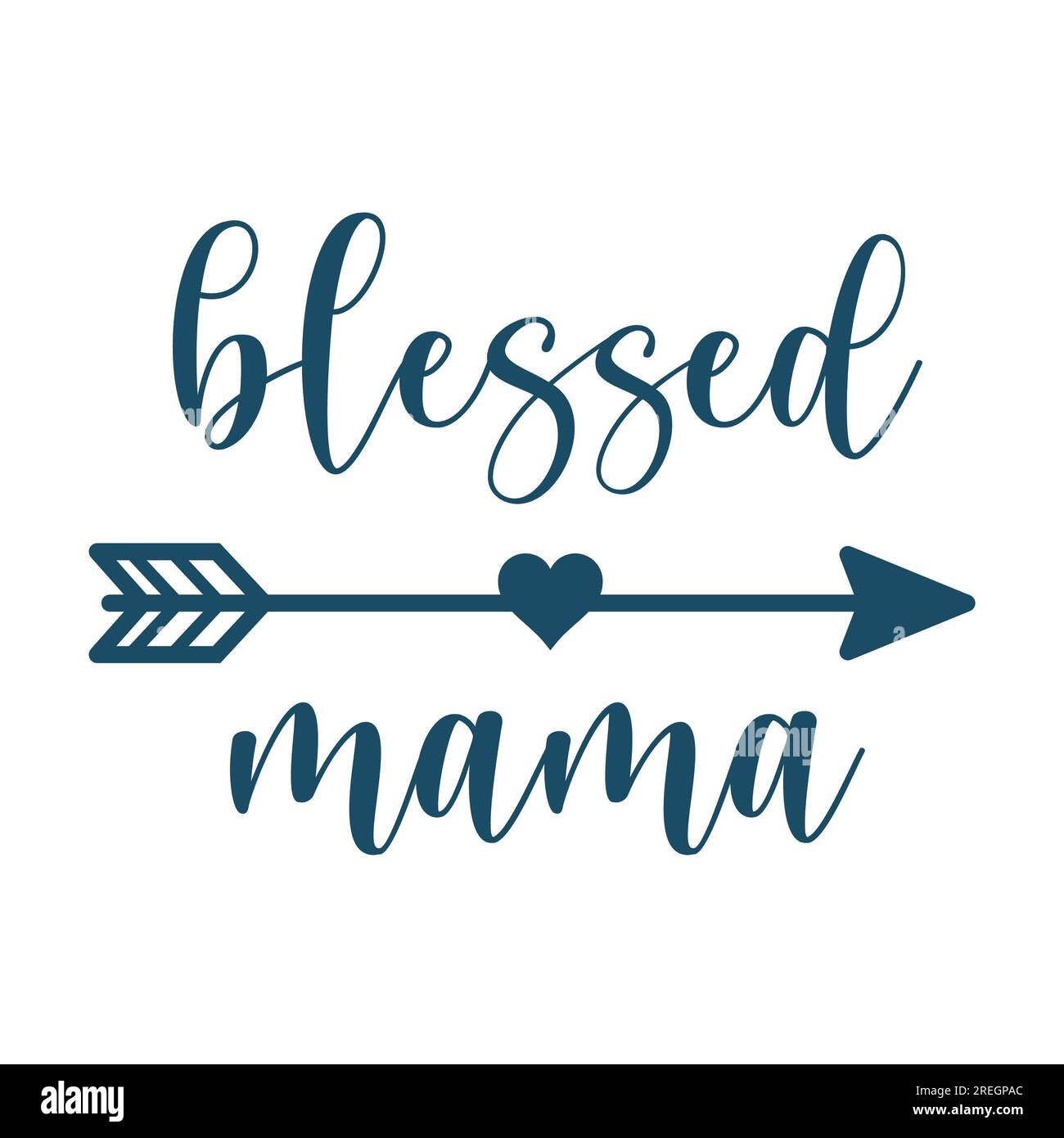 Blessed mama with tribal arrow and heart on white background. Isolated ...