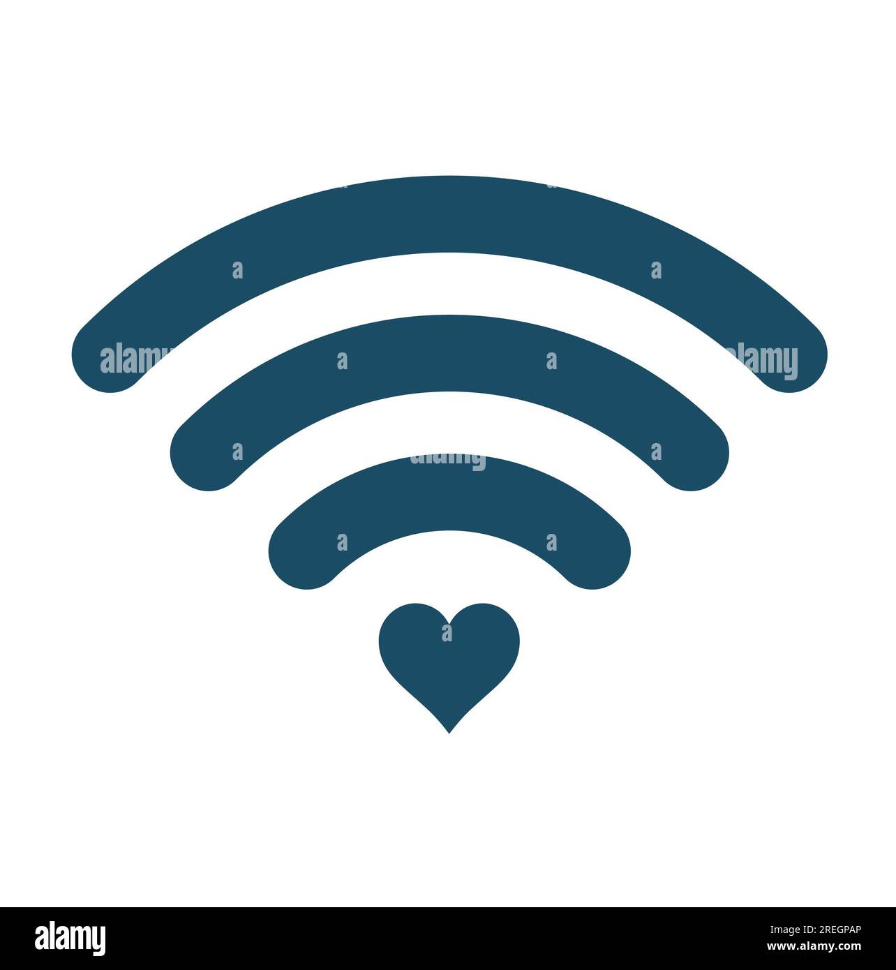 Wifi sign with heart, Wi-fi Symbol on white background. Pictogram, icon ...
