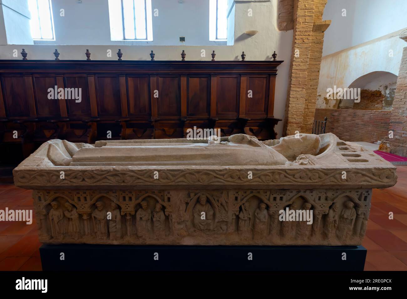 Gothic, tomb from 13th century. Interior of San Tirso church. The ...