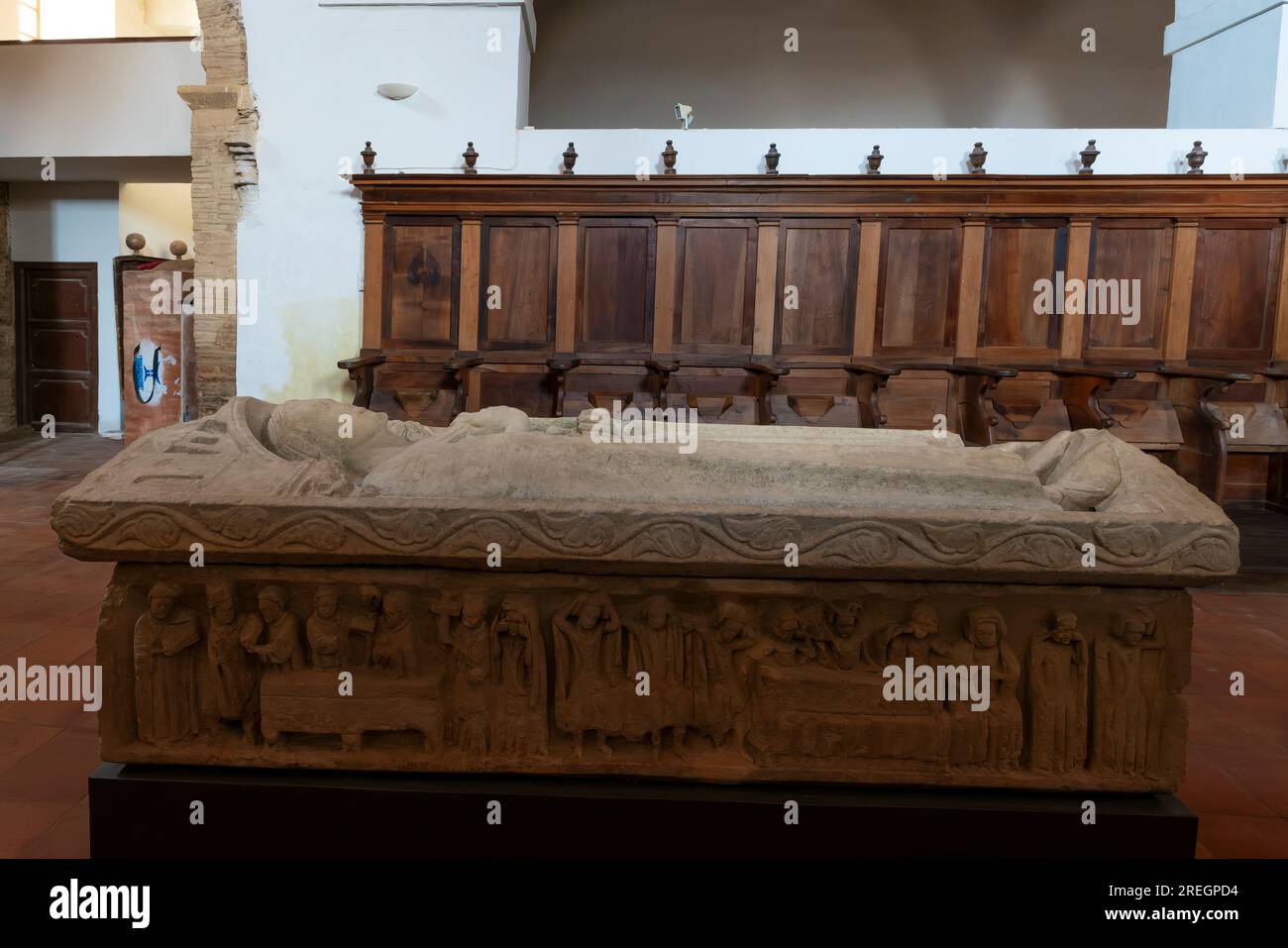 Gothic, tomb from 13th century. Interior of San Tirso church. The ...