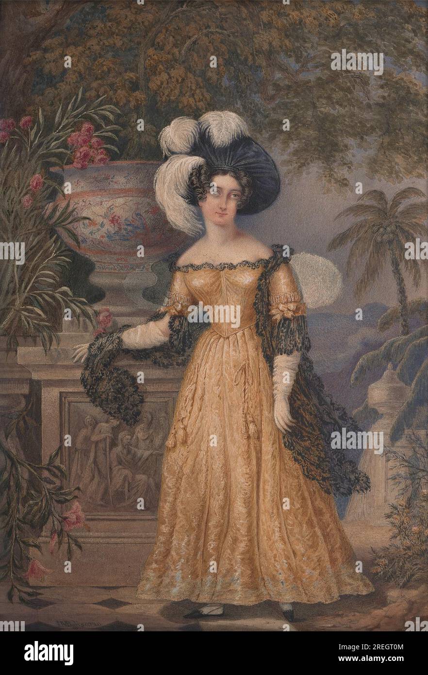 Lady Rowe, Standing Small Full Length on a Terrace, a Moonlit Jamaican ...