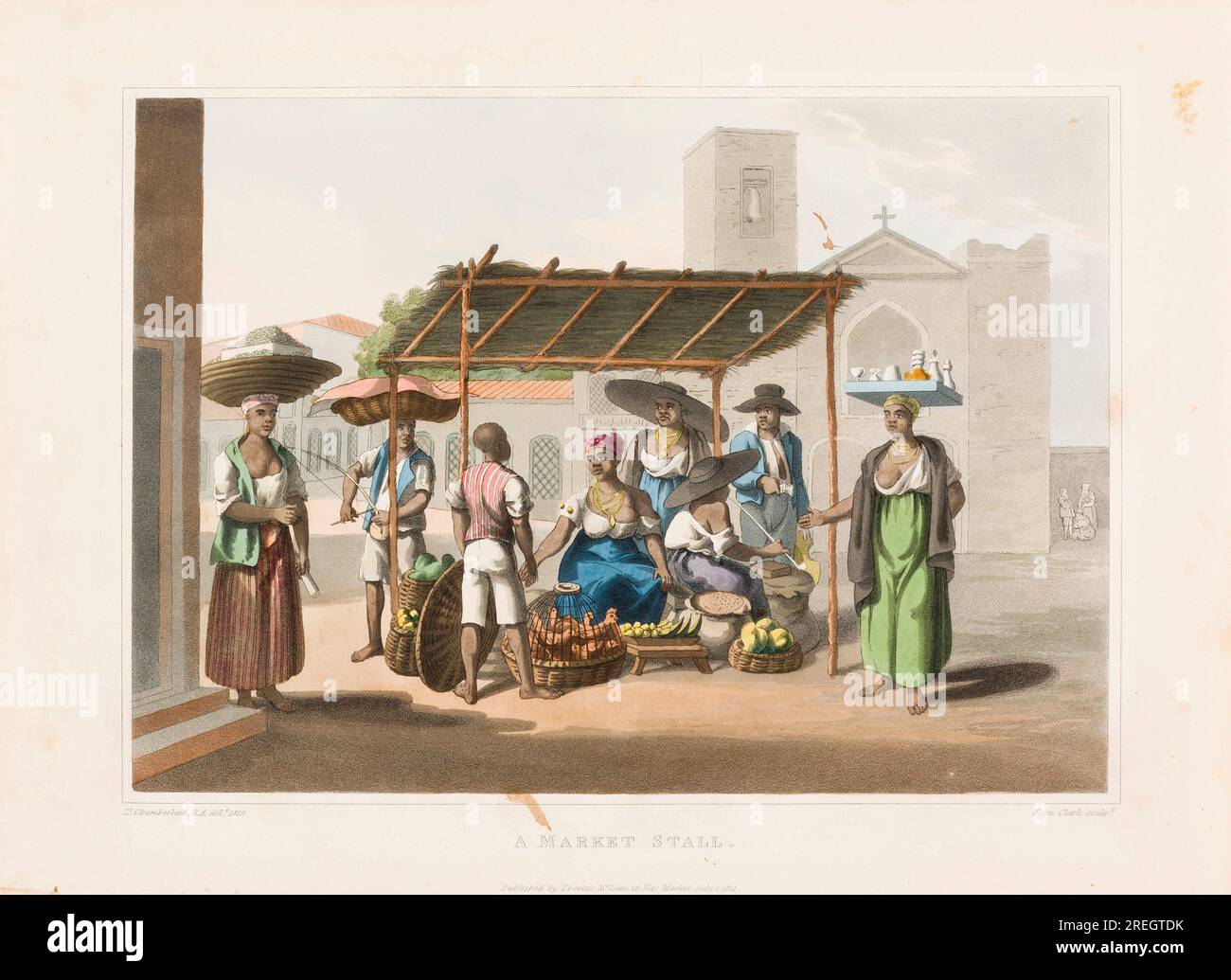 A market stall 1821 by Joaquim Cândido Guilhobel Stock Photo - Alamy