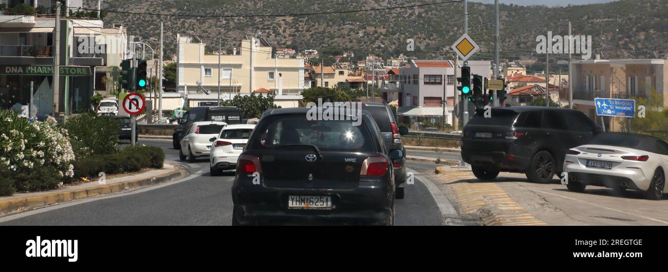 Athens Greece Traffic on Road to Athens Airport Stock Photo - Alamy