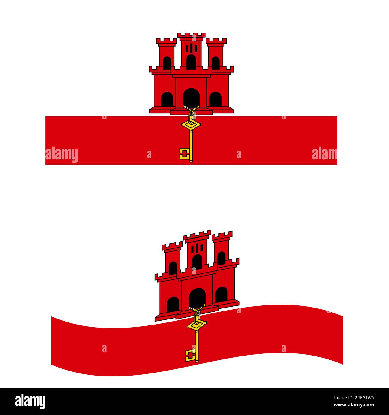 Waving flag of Gibraltar. Gibraltar flag on white background. flat ...