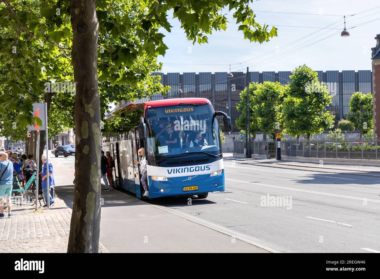 Tourist bus on the street of the city of Copenhagen, Denmark Stock ...
