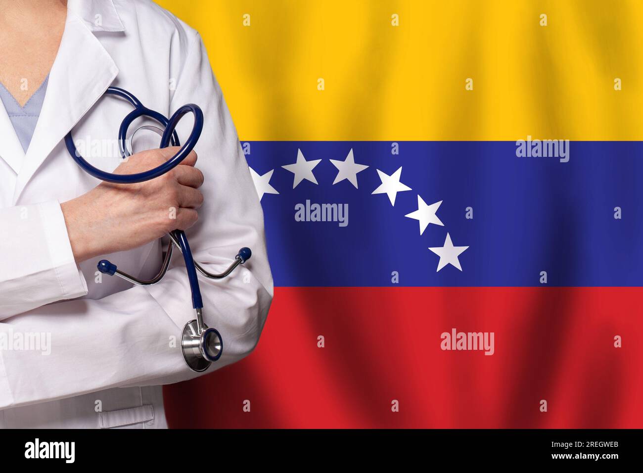 Venezuelan medicine and healthcare concept. Doctor close up against ...