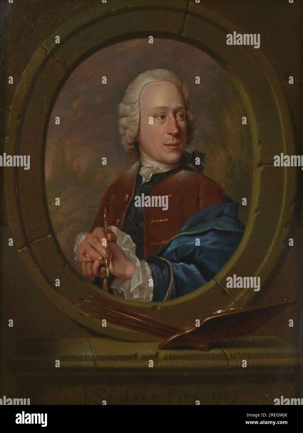 Portrait of an artist, possibly a self portrait of Jan Stolker (1724 ...